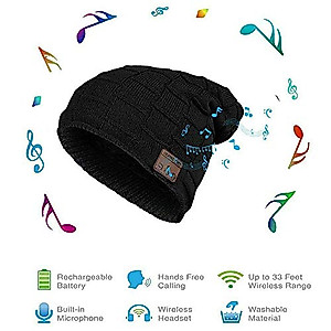 Upgraded Bluetooth Beanie Unisex for Heartwarming Xmas Gifts Outdoor Sports Skiing Skating Jogging with V5.0 Bluetooth Beanie Hats Wireless Headphone Built-in Mic Suit (Dark Grey)
