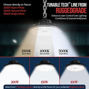 RuggedGrade 100 Watt - Corvus II Series - LED High Bay UFO - 14,500 Lumen - 4000K - DLC Premium 5.1