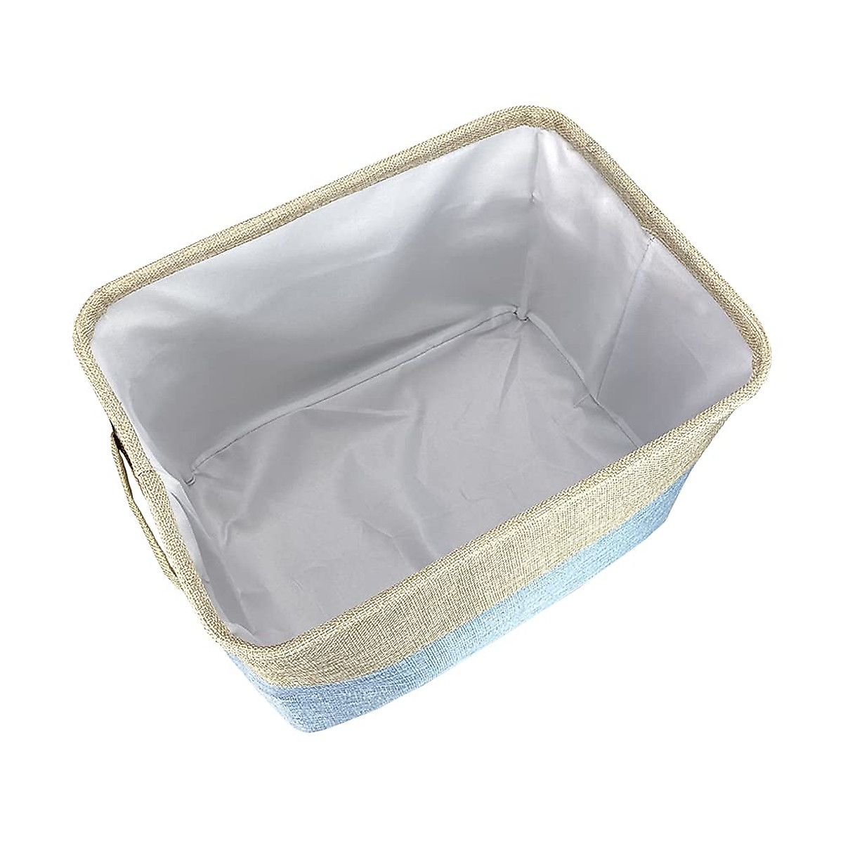 MALIHONG Personalized Foldable Storage Basket with Lovely Dog Yorkie Collapsible Sturdy Fabric Pet Toys Storage Bin Cube with Handles for Organizing Shelf Home Closet, Blue amd White