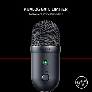Razer Seiren V2 X USB Condenser Microphone for Streaming and Gaming on PC: Supercardioid Pickup Pattern - Integrated Digital Limiter - Mic Monitoring and Gain Control - Built-in Shock Absorber