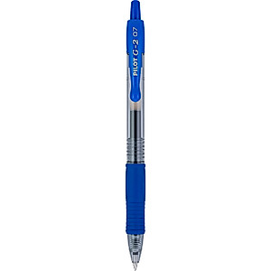PILOT G2 Premium Refillable & Retractable Rolling Ball Gel Pens, Fine Point, Blue Ink, 12 Count (31021)