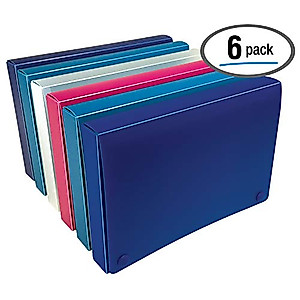 5 x 8 Inch Index Card Case by Better Office Products, 6 Pack, Semi-rigid Plastic, with Clear Index Dividers, Assorted Colors Will Vary