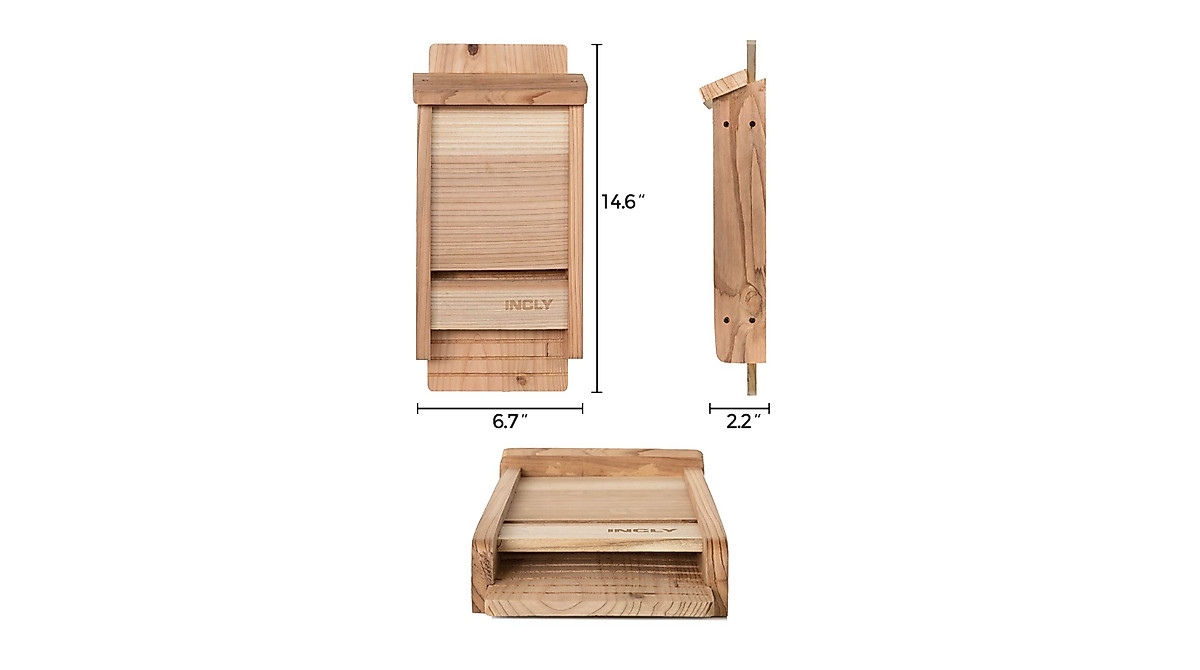 INCLY Small Bat House Kit for Outdoors 14.6"x6.7"x2.2" Shelter Box ...