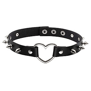 MILAKOO Black Pu Leather Choker for Women Gothic Rock Studded Emo Spiked Choker Punk Accessories