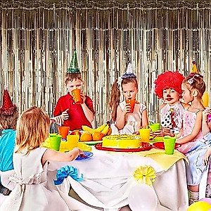 Twinkle Star 4 Pack Photo Booth Backdrop 3FT x 8FT Metallic Tinsel Foil Fringe Curtains Environmental Background for Birthday Wedding Party Christmas Decorations