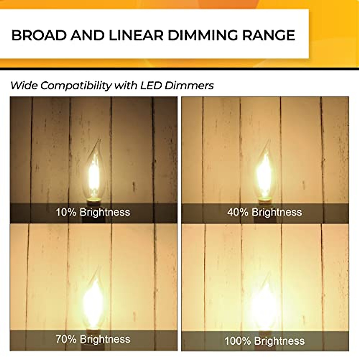 Hizashi LED Candelabra Bulbs 60 watt Equivalent 2700K Soft Warm White, Dimmable Chandelier Light Bulbs, 90+ CRI 6W 550LM, CA11 Flame Tip E12 LED Candle Bulb, UL Listed - 12 Pack
