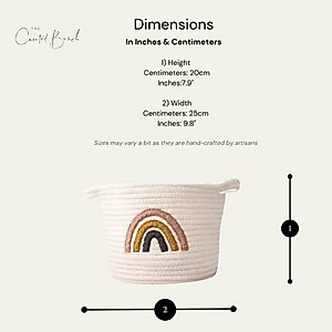 Organic Cotton Luxury Rainbow Basket Handmade Sustainable Recycable and Environmental Friendly in Neutral Earth Tones for Nursery Children Kids Home Organization Toys Books Container Decor