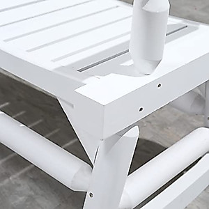 Outsunny 2-Person Wood Rocking Chair with Log Design, Heavy Duty Loveseat with Wide Curved Seats for Patio, Backyard, Garden, White