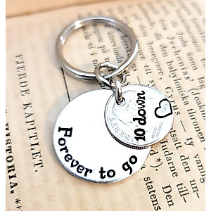 10 Down and Forever To Go 10th Year Anniversary Gift Key Chain with a 2014 Dime and Silver Aluminum Charm
