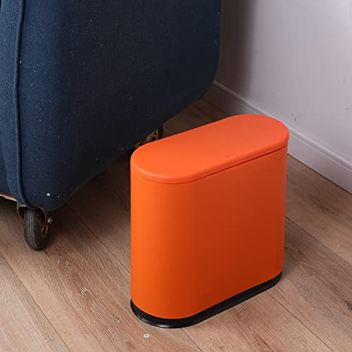 Sooyee 2.4 Gallon Slim Smart Trash Can, Orange, Plastic