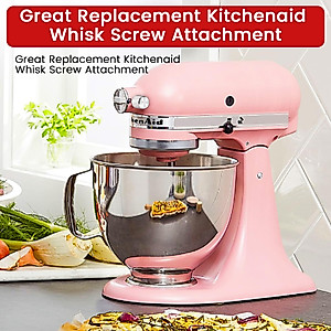 Attachment Knob Thumb Screws for Kitchenaid Stand Mixers and Kitchen Aid Accessories. Hub Screw Accessory Replacement x 2 pcs, Metallic Silver