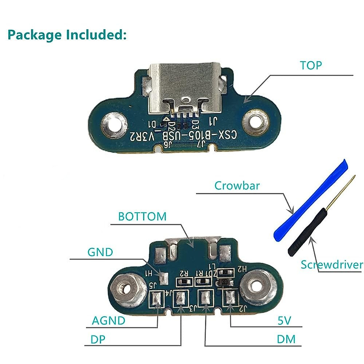 KOMITASUI Studio 2 Charging Port Replacement for Beats Studio 2 Charging Port, Studio2 B501 Wireless Charging Port, Micro USB Charging Port incl Tools
