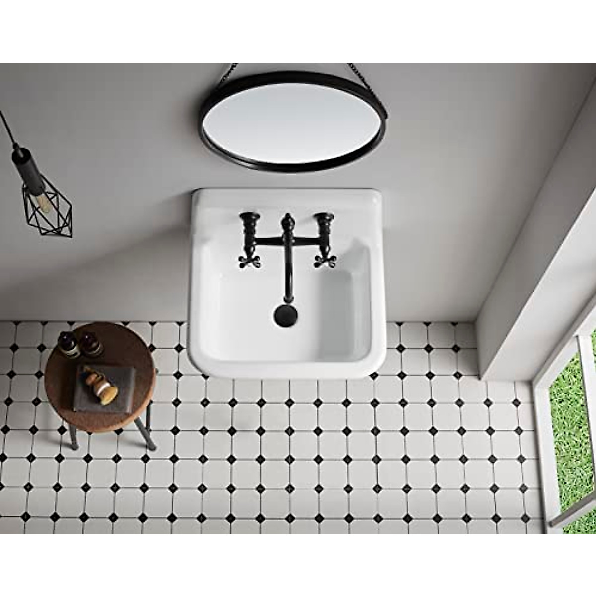 Kingston Brass GCLWS22187 Petra Galley 22" x 18" Cast Iron Wall Mount Utility Sink, White