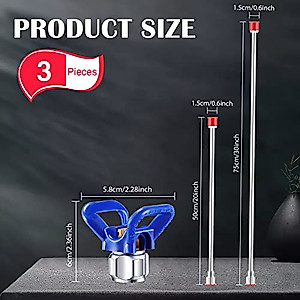 2 Airless Sprayer Gun Tip Extension and 1 Tip Guard for Paint Sprayer, Spray Gun Tip Extension Pole Rod with Red Guard, Universal Replacement Tool for Airless Painting Spray Gun, 19.69", 29.53"