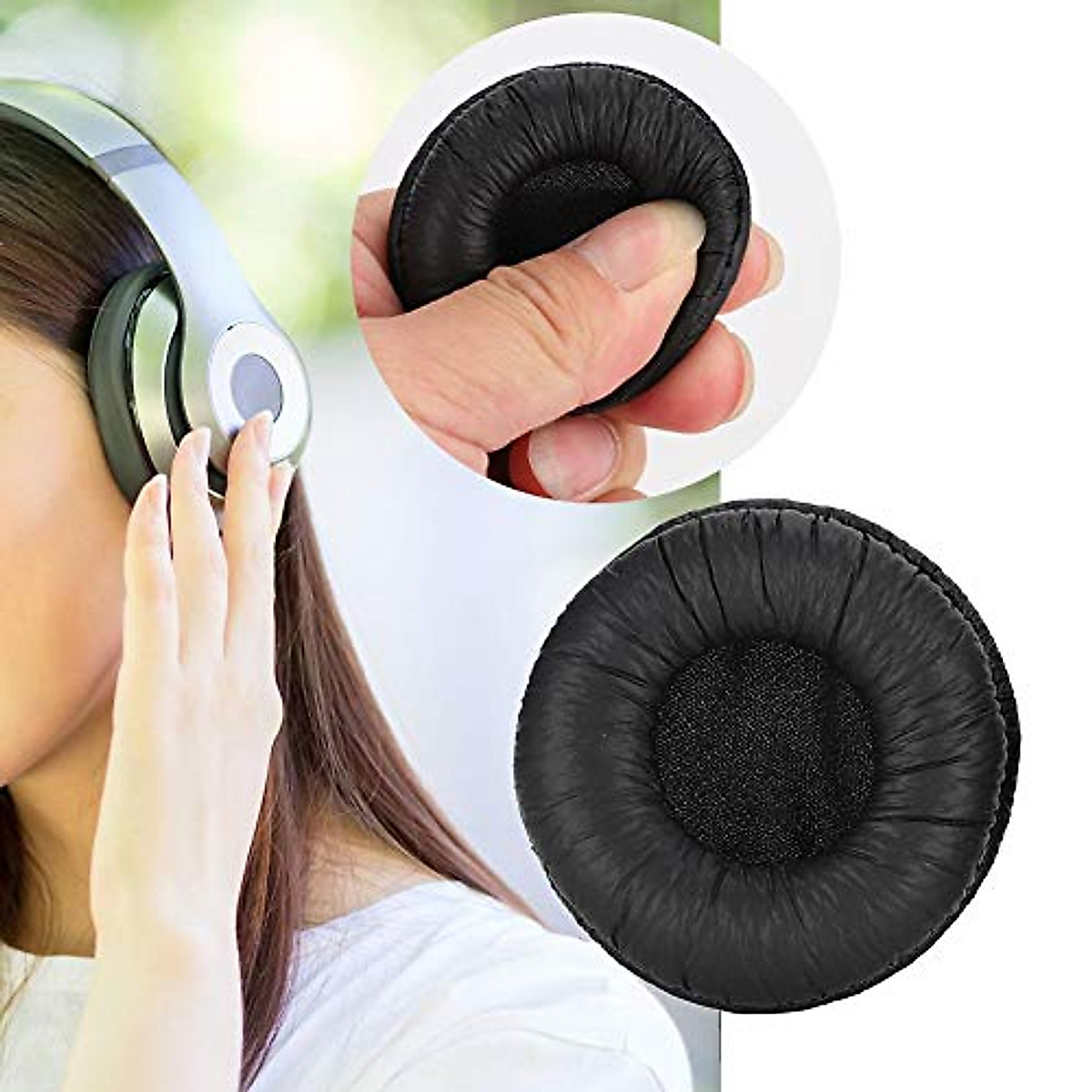 01 Ear Pads Cotton Cushion Durable Earphone Ear Pads, Ear Pads Cushion, Black for Home 55mm Headphones