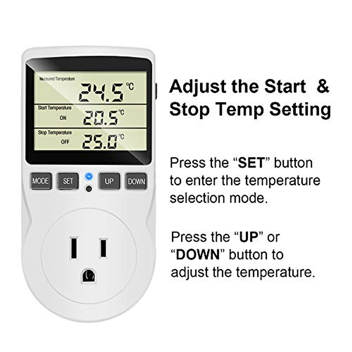 KEBIDU Digital Temperature Controller Reptile Thermostat Controlled Cooling Heating Pet Mat Pad Outlet Plug Timer for Reptiles Aquarium Homebrew Greenhouse Fermentation ℉/℃ 15A 1800W