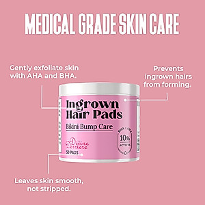 Prevent Ingrown Hairs and Razor Bumps with BHA & AHA Pads - Ingrown Hair Serum for Razor Burns - PFB Razor Bump Stopper Topicals Skin Care, Ingrown Hair Treatment for Bikini Area and Razor Bumps