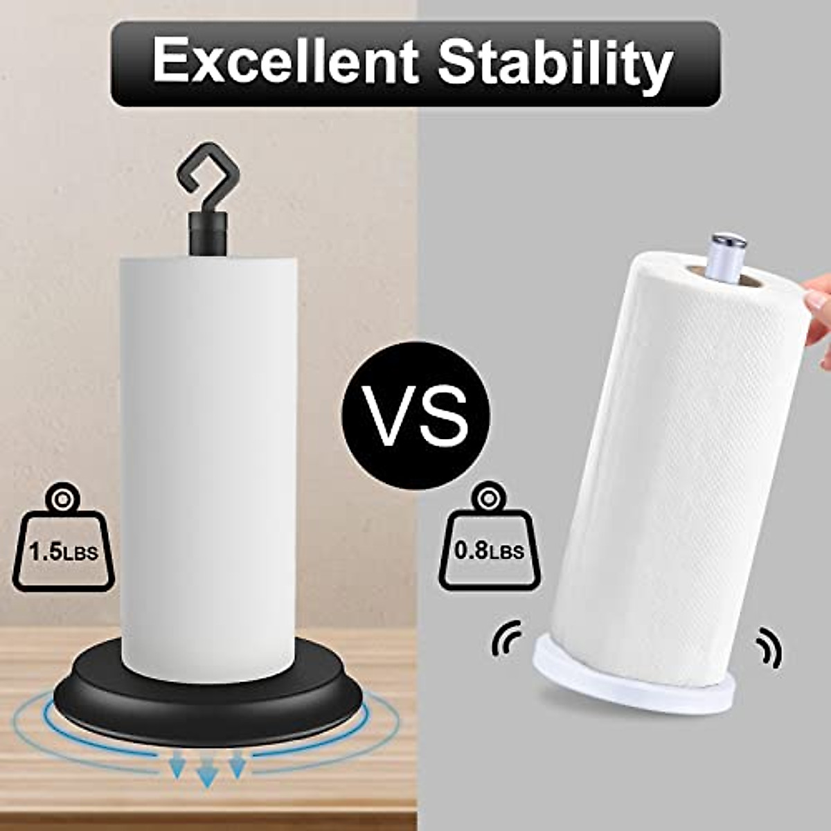 KASUNTO Toilet Paper Holder for Bathroom, Metal Free Standing Toilet Paper Storage with Rustproof, Tissue Paper Roll Stand for Bathroom Accessories (Black)