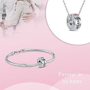 Sterling Silver Cremation Urn Bead Charm for Ashes - S925 Holds Two Memorial Keepsake Jewelry Fit Bracelet Gifts for Women Loss Loved One (Double Urn-Forever in my heart)