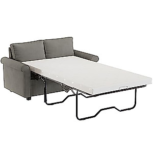 Koorlian Loveseat Sleeper Sofa Bed, Corduroy Fabric Pull Out Mattress Couch, 2 in 1 Sleeper Sofa Couch with Memory Foam, 2 Seater Loveseat Sofa Sleeper for Small Space, Living Room, Apartment, Grey