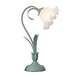 JAJADAH Modern Tiffany Style, Flower Frosted Glass Table Lamp, Lily Pad Base Night Light 110v, White Frosted Patterned Glass Table Lamp Fits for Your Bedside, End Table, Coffee Table, Working Table