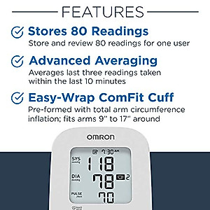 OMRON Silver Blood Pressure Monitor, Upper Arm Cuff, Digital Bluetooth Blood Pressure Machine, Stores Up To 80 Readings