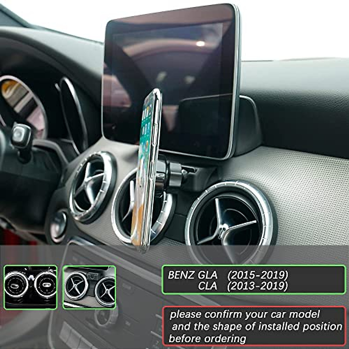 Zchan Car Phone Holder fit for Mercedes-Benz GLA-Class,Air Vent Phone Mount fit for GLA-Class 2015-2020,CLA-Class 2017-2019,Custom fit Magnetic Phone Holder Compatible for All Phones