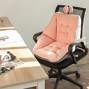 ZYBCQL Semi-Enclosed Bunny Ears Seat Cushions with Ties,Cute Cartoon Crystal Velvet Chair Cushion Floor Pillow for Office Chair-Grey 52x52cm(20.5x20.5in)