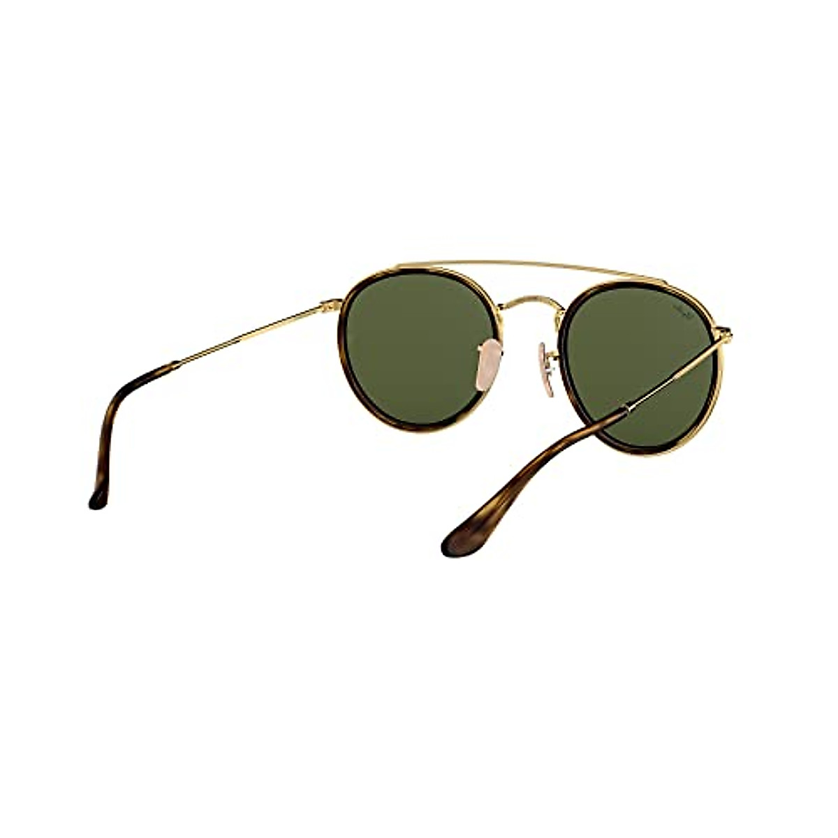 Ray-Ban RB3647N Double Bridge Round Sunglasses, Gold/G-15 Green, 51 mm + 1