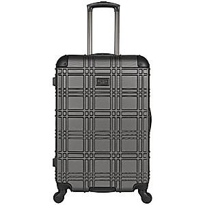 Ben Sherman Nottingham Lightweight Hardside 4-Wheel Spinner Travel Luggage, Charcoal, 24-inch Checked