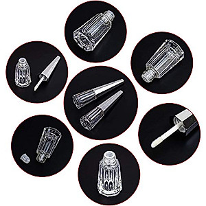Healthcom 6 Pcs 7ML Clear Lip Gloss Tubes with Heart Brush Diamond Empty Lip Balm Container Lipstick Tube with Silver Lid DIY Refillable Bottles Makeup Sample Bottle Cosmetic Travel Gloss Containers
