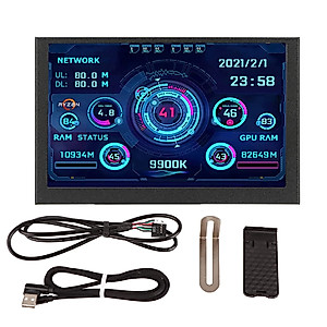 5in PC CPU Monitor Computer Temperature, 800x480 EDIY IPS USB C Mini Screen Type C for AIDA64 Temperature Display PC CPU GPU Data Monitor(5.0inch A)