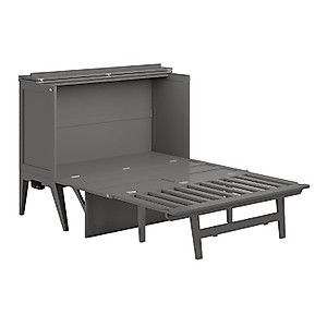 AFI Northampton Full Size Murphy Bed Desk with Mattress and Built in Charging in Grey