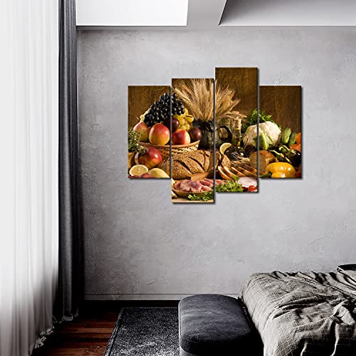 First Wall Art Modern 4 Panels Canvas Fresh Fruit On The Table Kitchen Wall Art Painting The Picture Print On Canvas Food Pictures Colorful