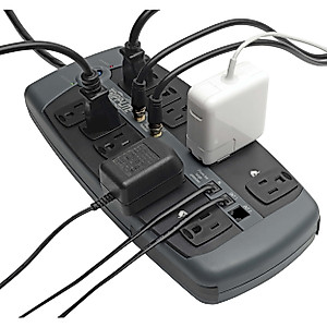 Tripp Lite Protect It! 10-Outlet Surge Protector 8 Ft. (2.43 M) Cord 3345 Joules (Tlp1008teltv)