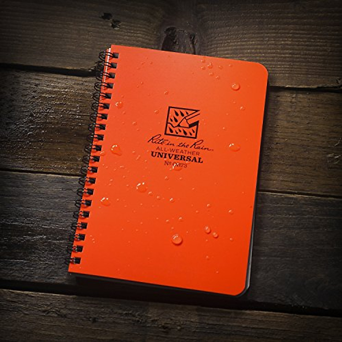 Rite in the Rain Weatherproof Side Spiral Notebook, 4.625" x 7", Orange Cover, Universal Pattern (No. OR73)