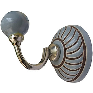 PARIJAT HANDICRAFT Hand Painted Multi Colored Ceramic Wall Hook Hanger Key Holder hat Clothes hangings Bathroom Hardware (Hanger-0107)