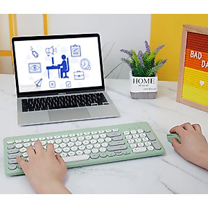 Arcwares Wireless Keyboard and Mouse Combo, Sweet Green Cute Keyboard, 2.4G USB Ergonomic Full-Sized Mute Keyboard for Computer, Laptop, PC Desktops, Mac