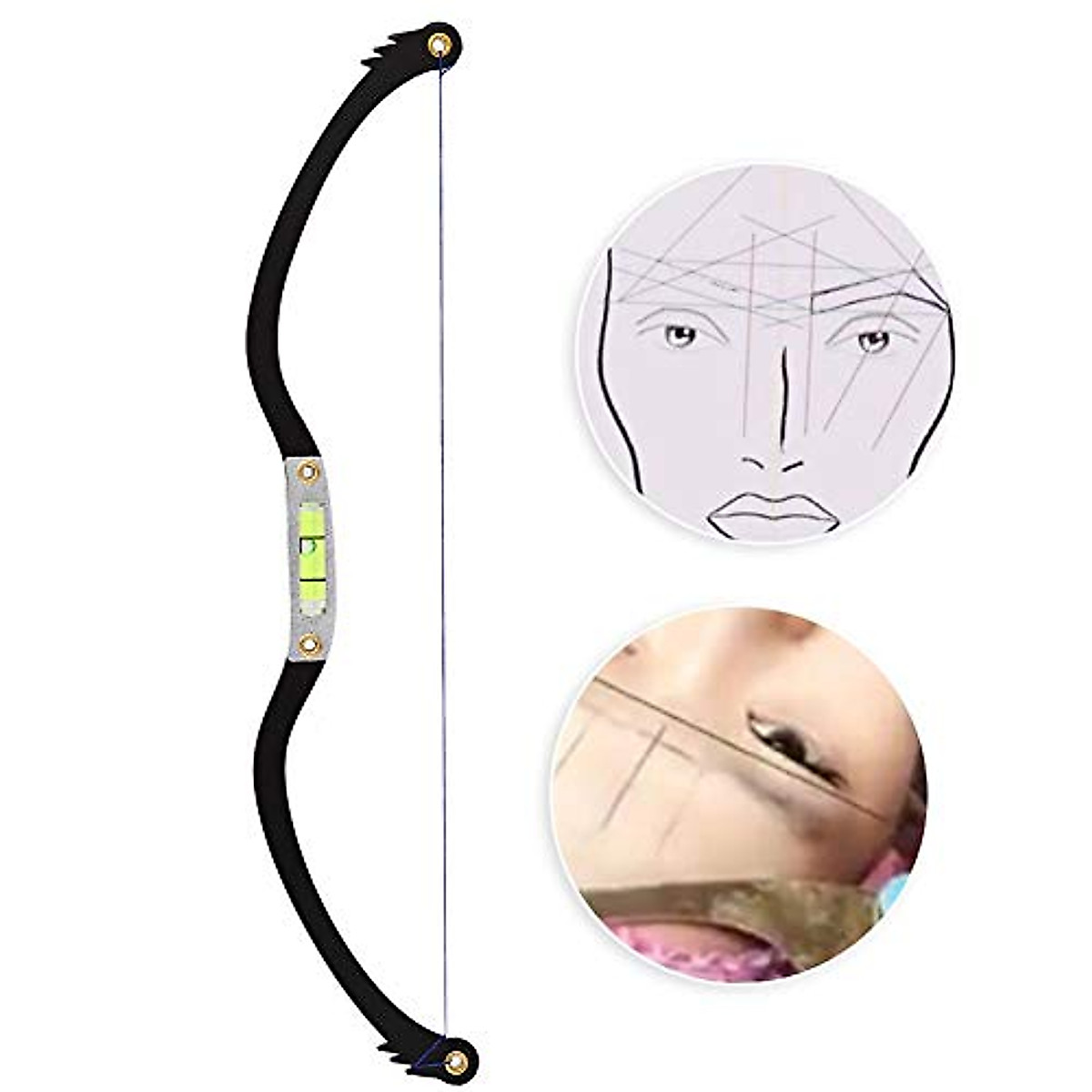 Eyebrow Ruler,Eyebrow Line Marker Ruler,Eyebrow Mapper with Strings,Bow Mapper Tool with Mapping Thread Positioning Liner Sponge Measure Marker Ruler Tool(black)