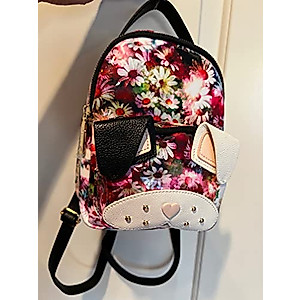 Betsey Johnson Kitsch Mini Pastel Backpack Floral Pug Puppy Dog Design Great Gift Idea Women's Fashion Bag Tote Handbag Purse