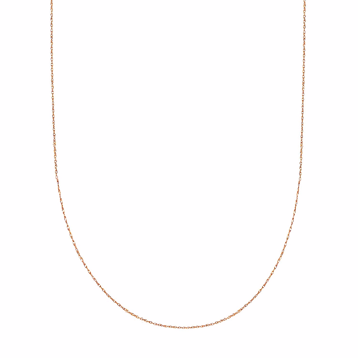 Jewelry Affairs 14k Rose Solid Real Gold Rope Chain Necklace, 0.6mm, 20"