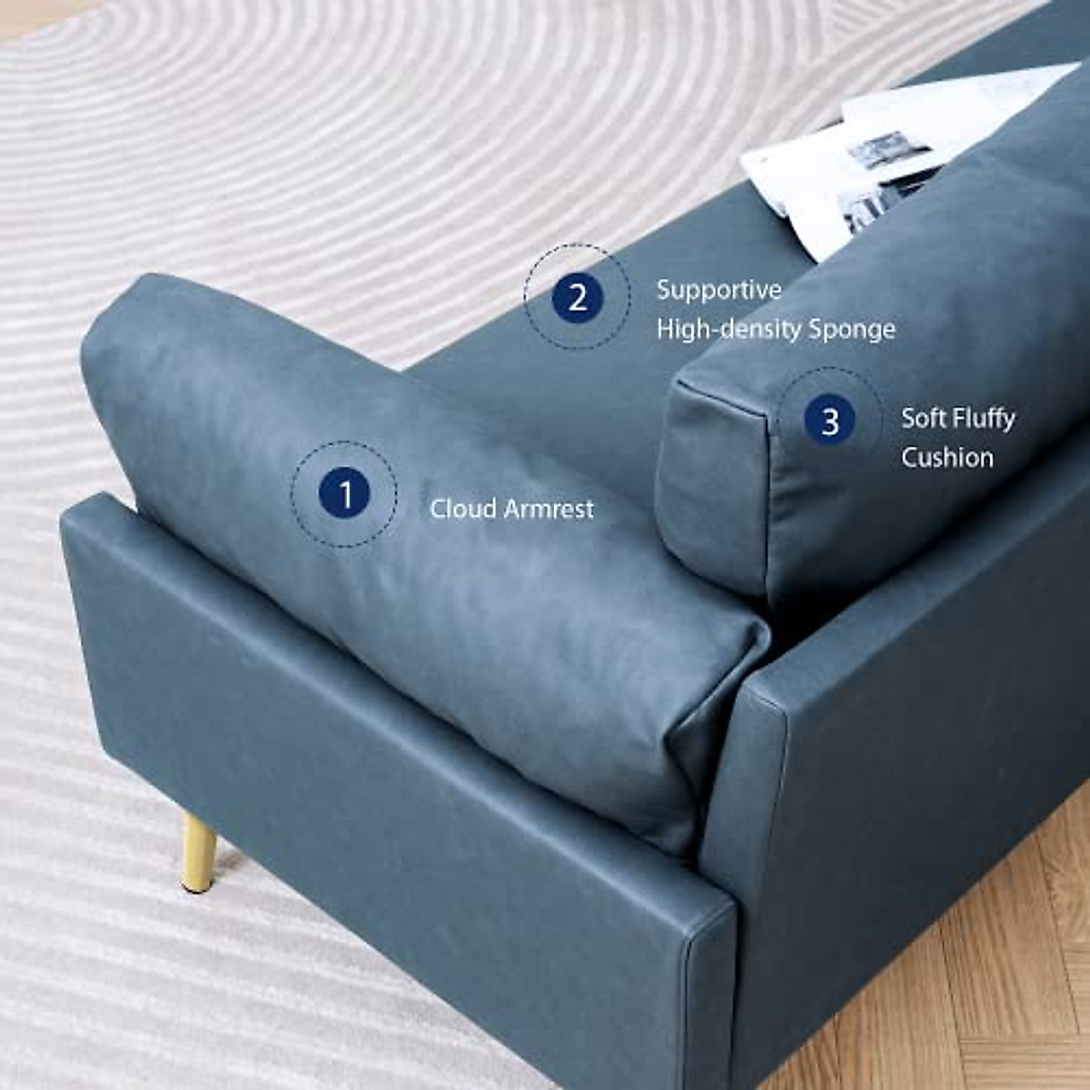 Vonanda Fabric Sofa, Blue Couch Upholstered Sofa, 72 Inch Blue Sofa, Modern Sofa for Living Room, Couch for Small Spaces, Apartment Sofa, Also for Bedroom, Office, Blue