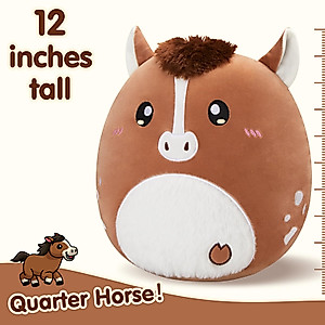 Glow Guards 12-Inch Quarter Horse Plush Pillow Cute Horse Stuffed Animal Soft Horse Plush Toy Stuffed Animals Horse Birthday Gift for Boys Girls Kids,Quarter Horse