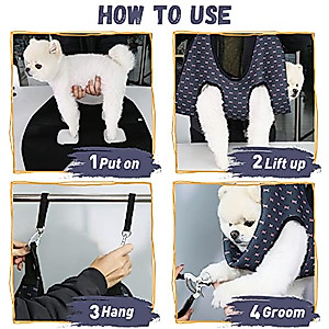 Supet Dog Grooming Hammock Harness for Cats Dogs, Relaxation Pet Grooming Hammock Restraint Dog & Small Animal Leashes Sling for Grooming Dog Grooming Helper for Nail Trimming Clipping Grooming