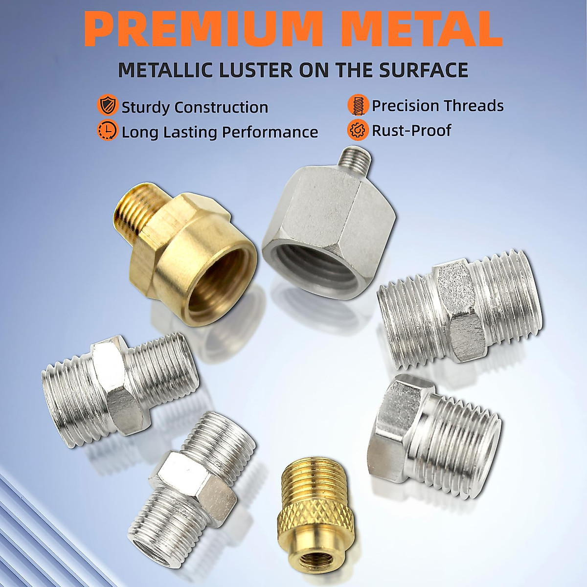 OPHIR 7 Pieces Airbrush Adapter, Professional Airbrush Hose Adapter 1/4 to 1/8, Airbrush Fittings Airbrush Connector for Air Brush Hose, Airbrush Compressor Adapter Kit Gold and Silver