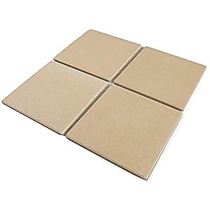 Bialetti Taste of Italy Ceramic Small Square 7.5 Inch x 7.5 Inch Personal Pizza Bread Baking Stone Tile Set (4 Pack)