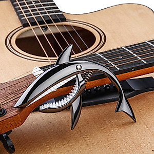JINWEE Shark Guitar Capo Pretty Cool Capo for Electric Acoustic Classical Guitar Ukulele Zinc Alloy Spring Capo (Black)