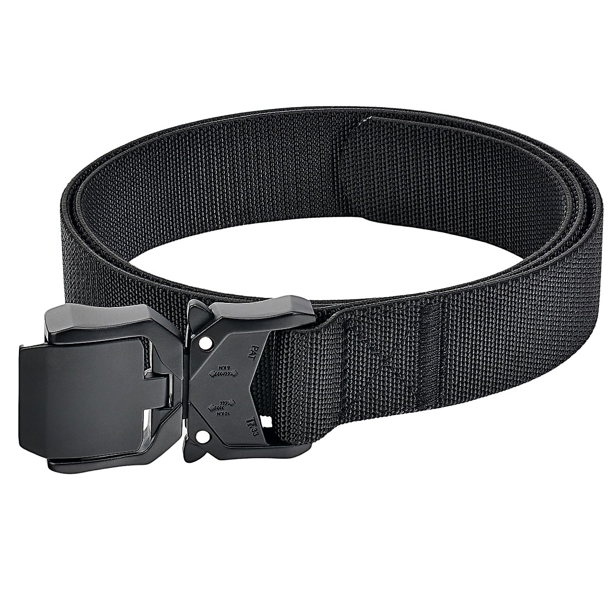 YWHCHI Belt Men's Stretch Nylon Belt - Ideal for Hiking, Work Adjustable Web tactical Belt (Black, L(for fits Pant Size 36''-38''))