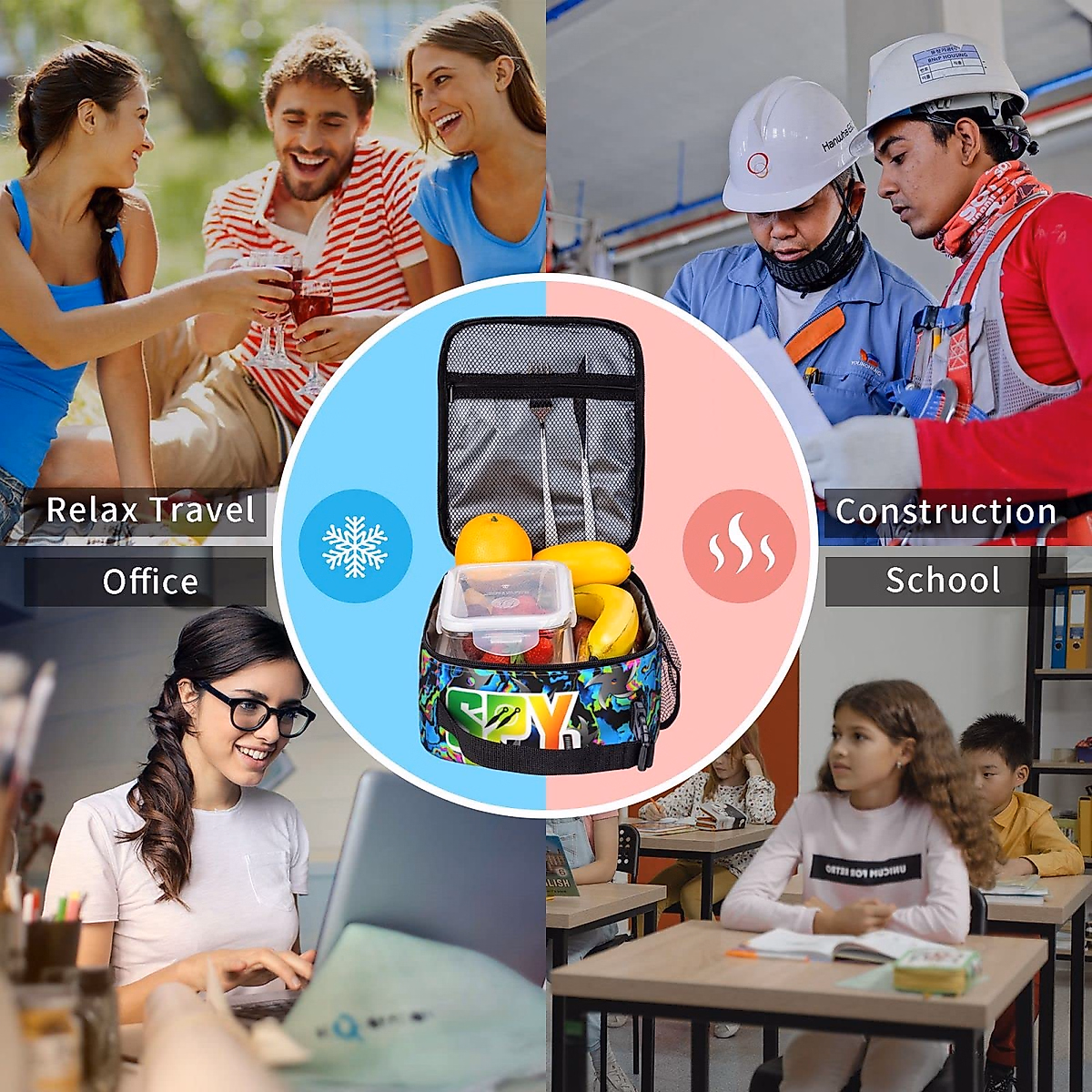 NKISMOODM Fantasy Tote Lunch Bag Reusable Insulated Zipper Handbag Portable Lunchbox Cooler Bags For Work Picnic Camping