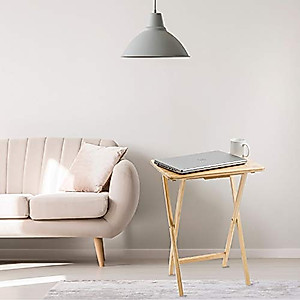 Pearington Ranchwood Folding TV Tray Table for Dining, Laptop Computer Stand, Gaming, Desk, 4-Pack, Natural Wood Finish